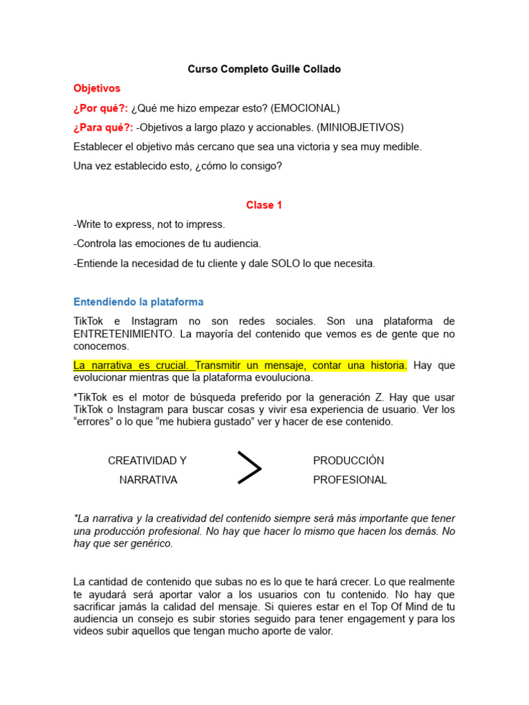 Curso de Marketing Digital con Guille Collado | PDF | Posicionamiento ...