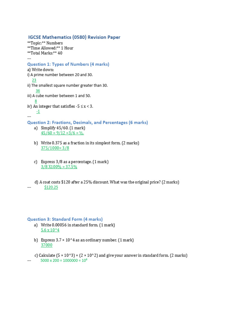 IGCSE Revision - Numbers | PDF