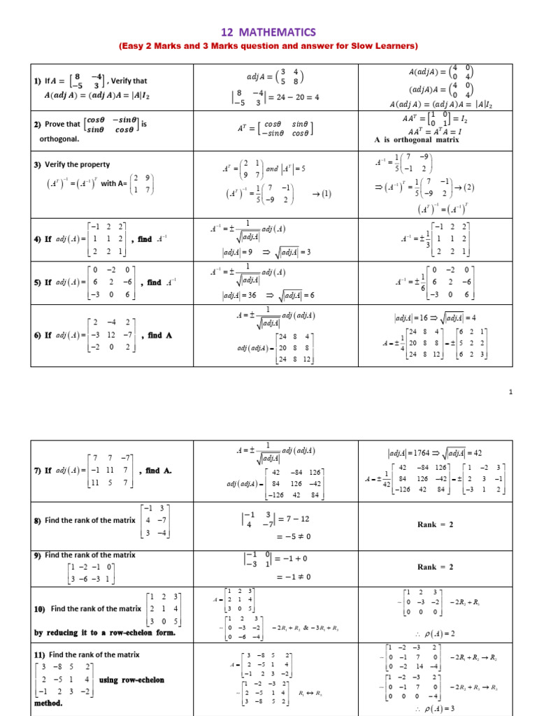 12Maths EM V1 Slow Learner 2M 3Marks Updated Jan 2024 | PDF | Zero Of A Function | Polynomial