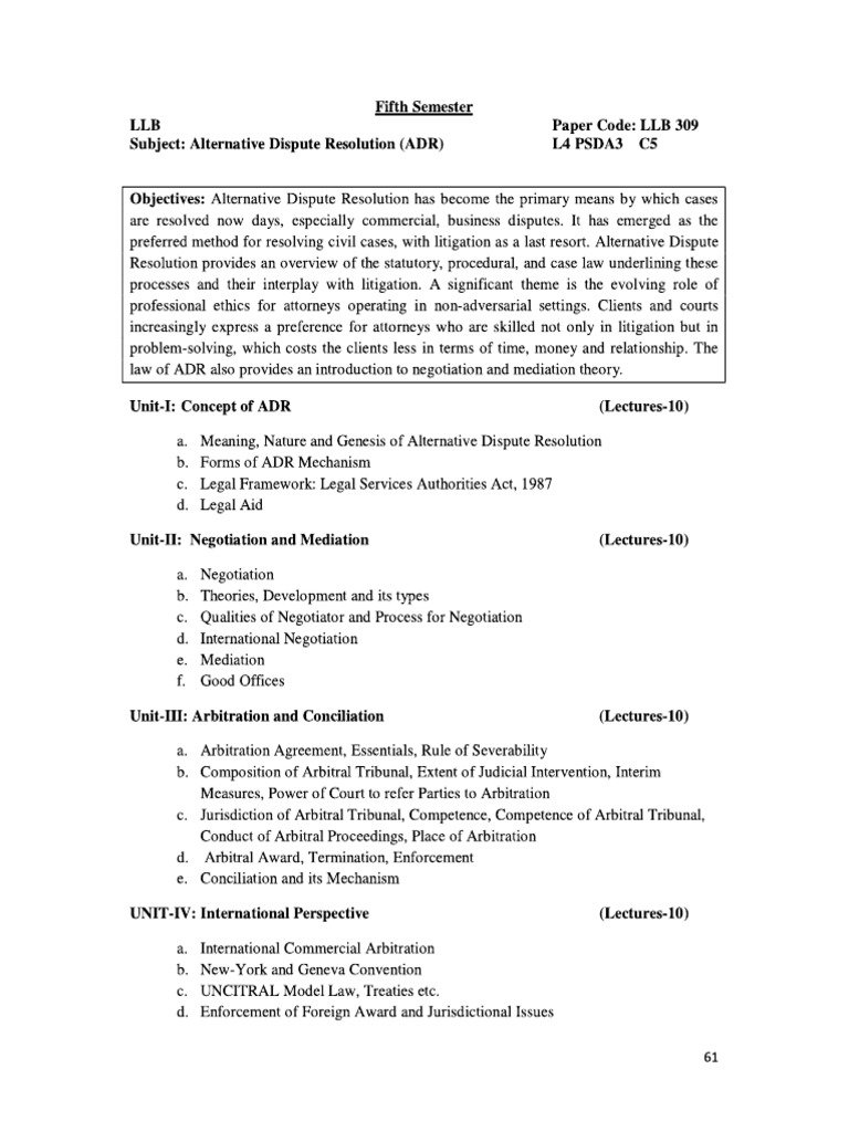 Adr Syllabus | PDF
