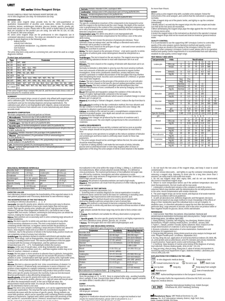 Appendix 2 HC Series Urine Reagent Strips Instructions V1.02 | PDF