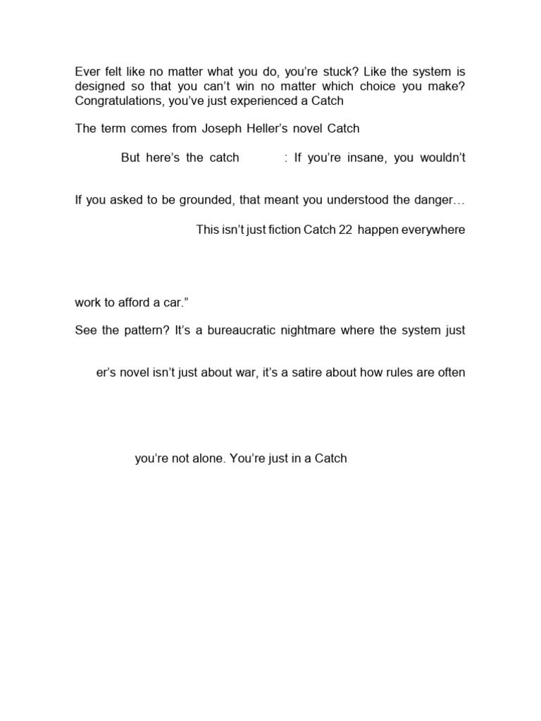 Understanding Catch-22 Situations | PDF