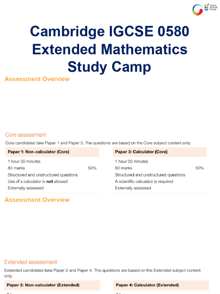 Extended Mathematics Study Camp (Class Copy) | PDF