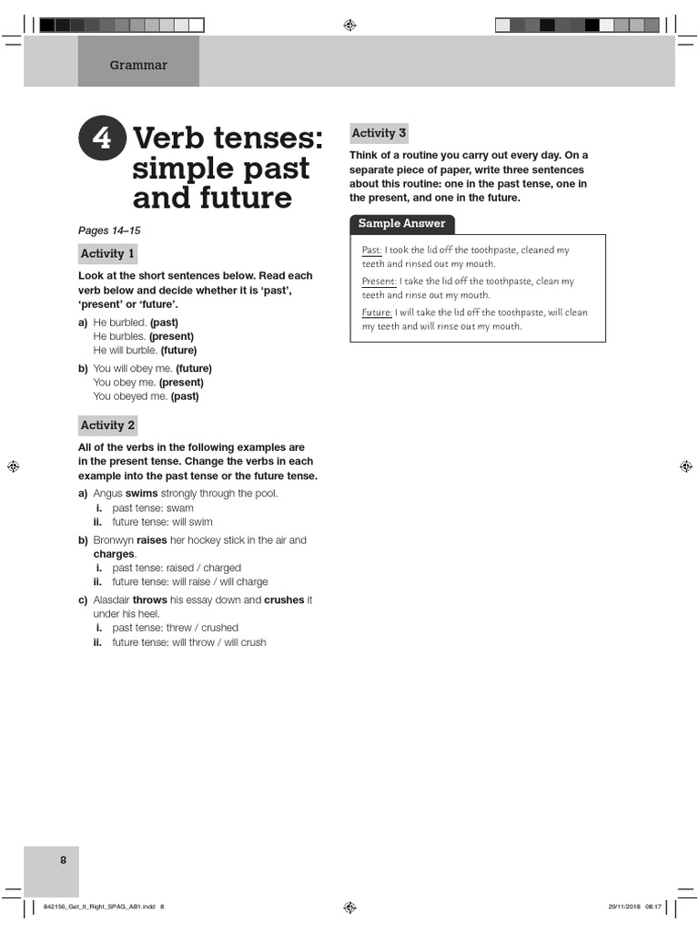 Get It Right Answers (Pages 14-17) | PDF | Grammatical Tense | Subject ...