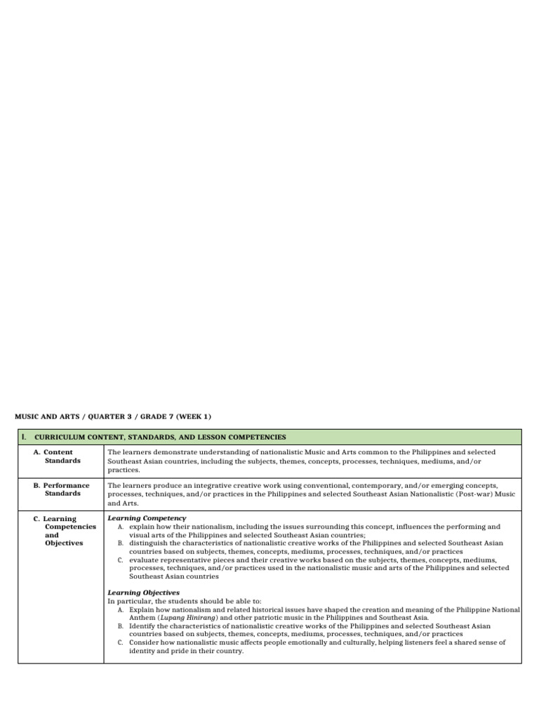 2024 Lesson Exemplar For Music and Arts Grade 7 Quarter 3 Lesson 4 ...