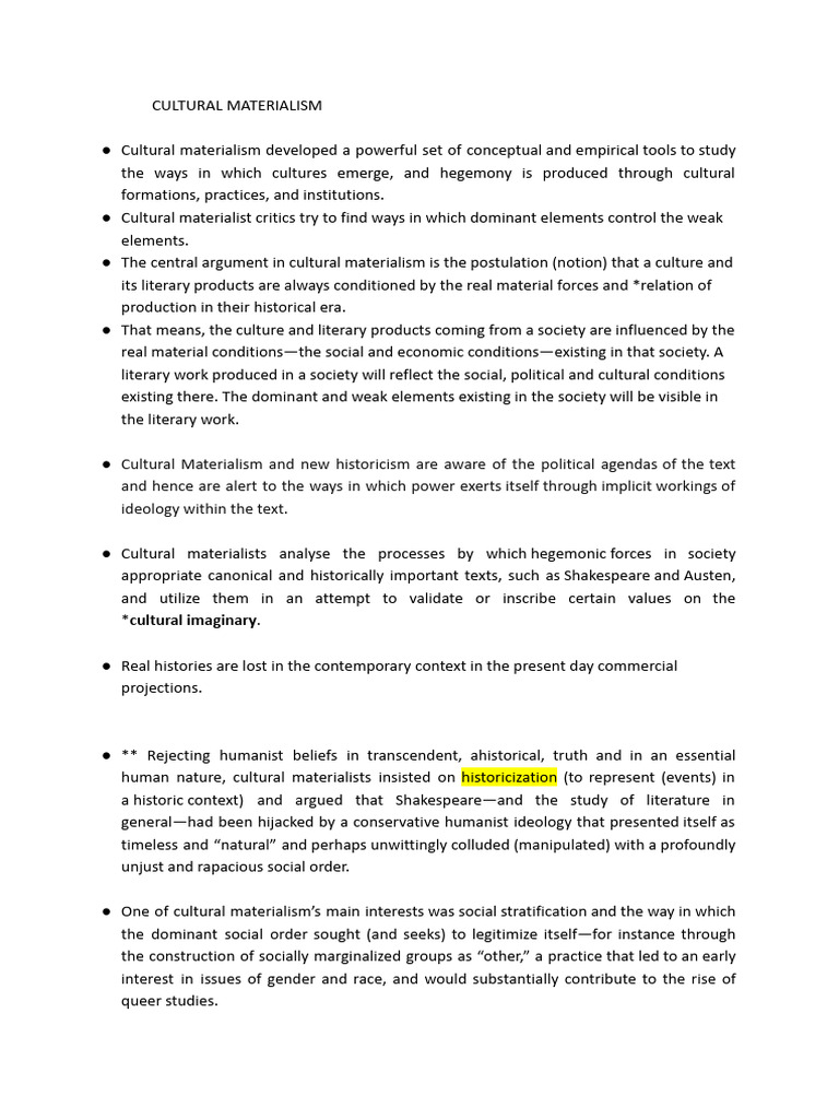 Understanding Cultural Materialism | PDF | Marxism | Feminism