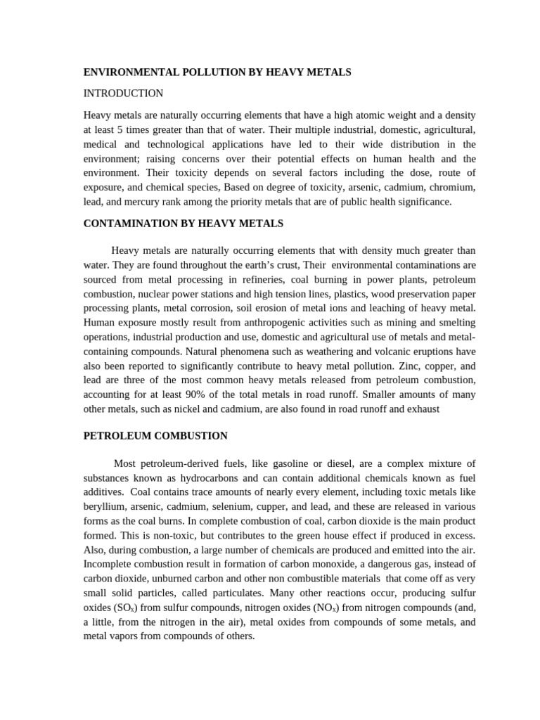 Heavy Metal Pollution and Health Risks | PDF | Oxide | Combustion