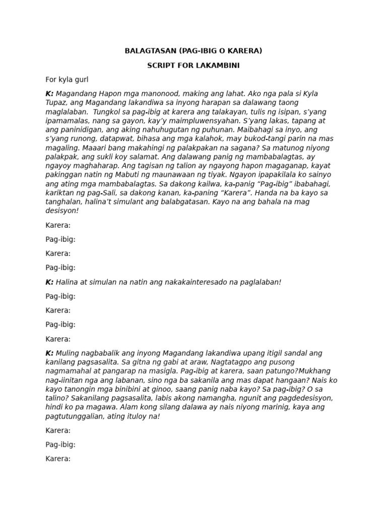 Script For Lakandiwa | PDF