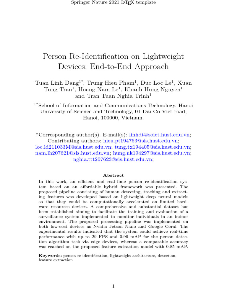 End To End Person Re Identification On Lightweight Devices | PDF | Deep Learning | Cloud Computing