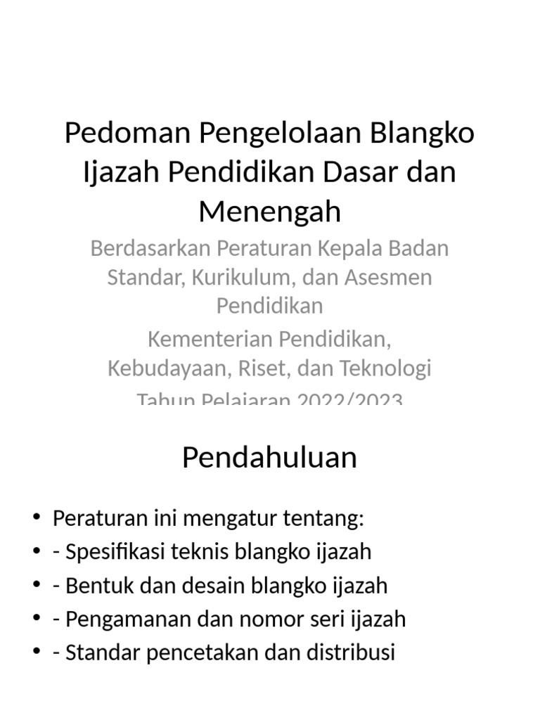 Presentasi Blangko Ijazah | PDF