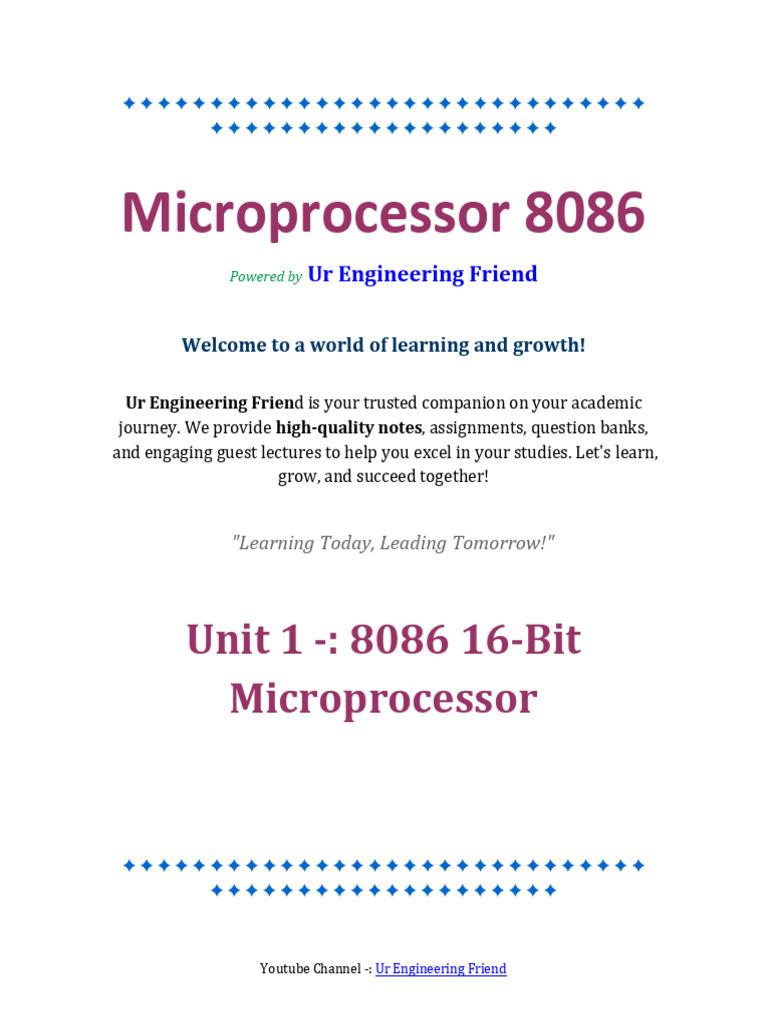 MIC Unit 1 - Ultimate Microprocrssor 8086 Notes by Ur Engineering ...