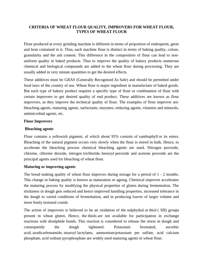 Criteria of Wheat Flour Quality | PDF | Flour | Chemical Substances