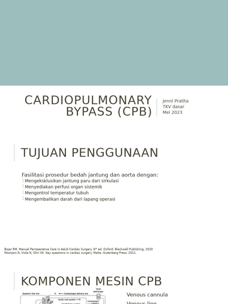 CPB Cardiopulmonary Bypass | PDF | Cardiovascular System | Medical ...
