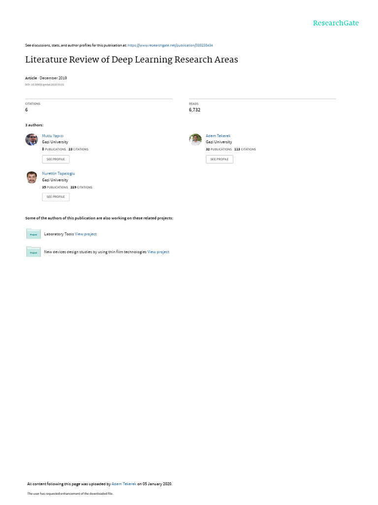 A Literature Review of Deep Learning Research Areas | PDF | Deep ...