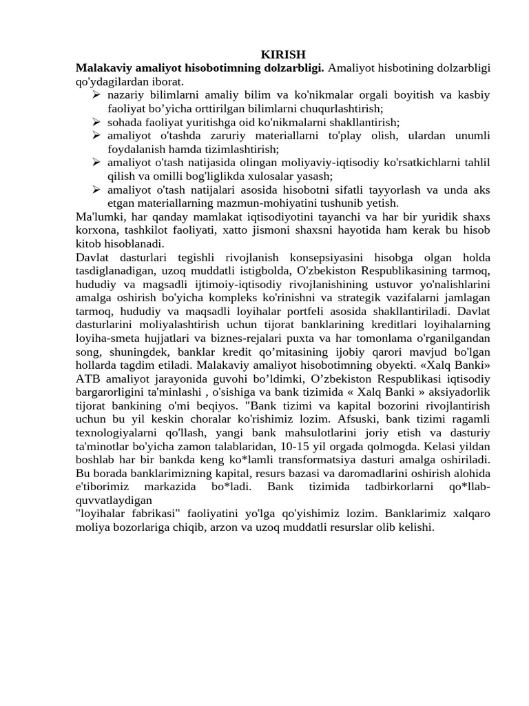 malakali amaliyot | PDF