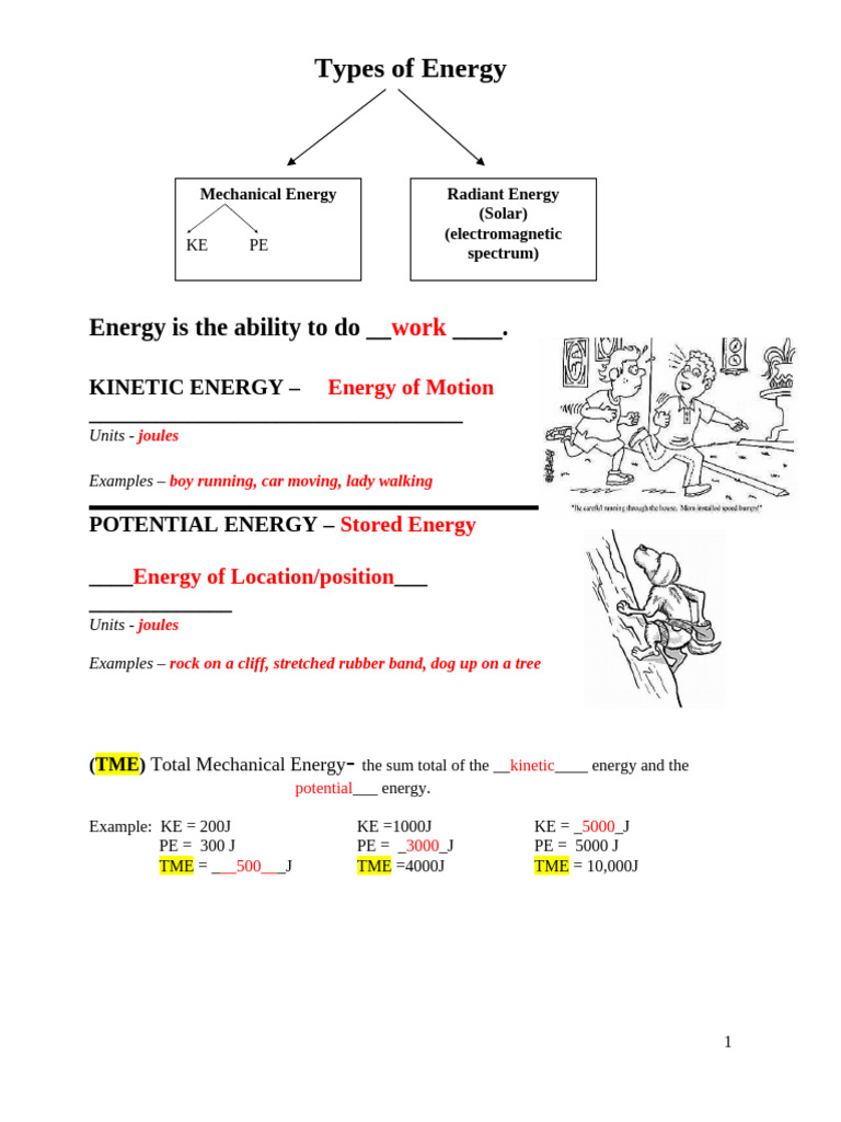 KEY - Packet - Energy-Work - Power | PDF | Potential Energy | Kinetic ...