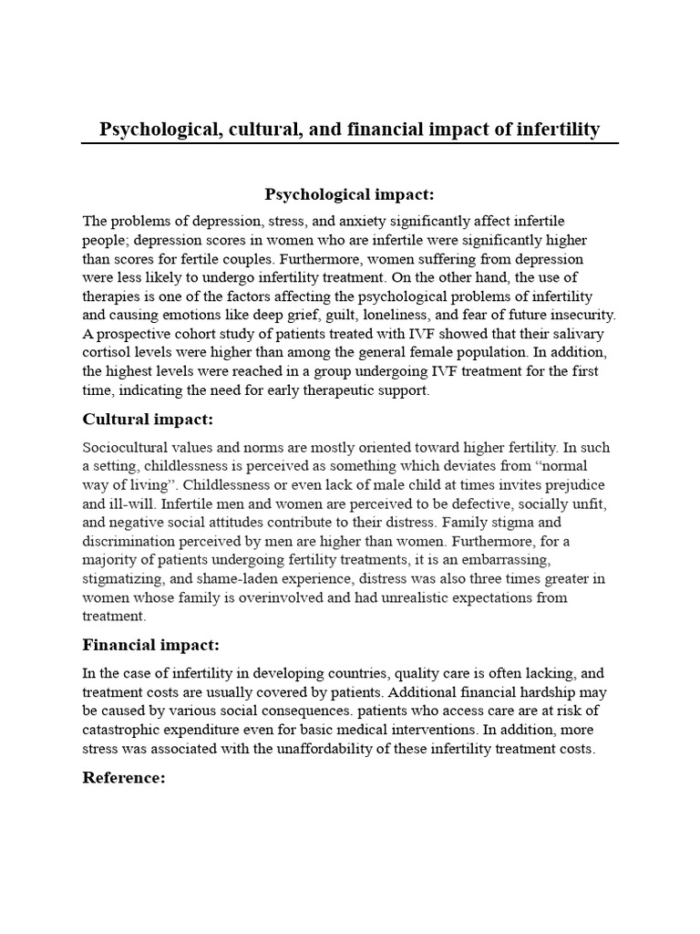 Psychosocial and Financial Impact of Infertility | PDF | Infertility ...