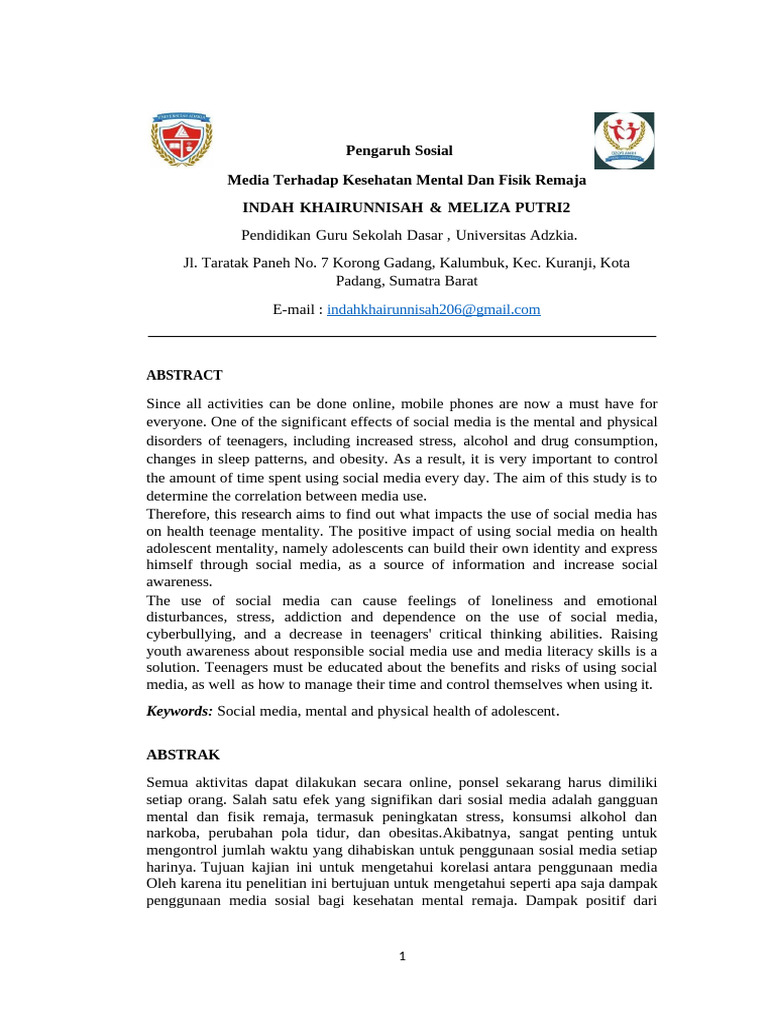 Media Terhadap Kesehatan Mental Dan Fisik Remaja | PDF