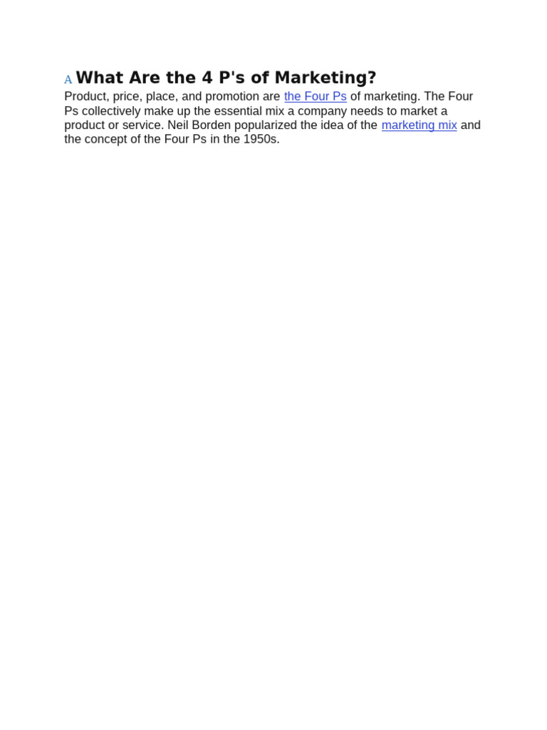 Understanding the 4 P's of Marketing | PDF