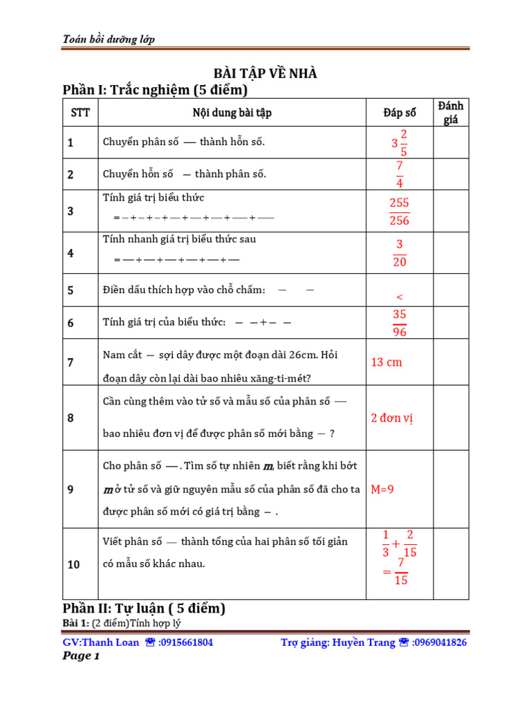 Toán 5-HDG BTVN (13-10) | PDF