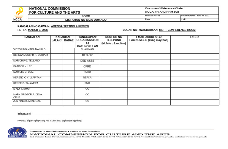 8Listahan Ng Dumalo_2022 | PDF