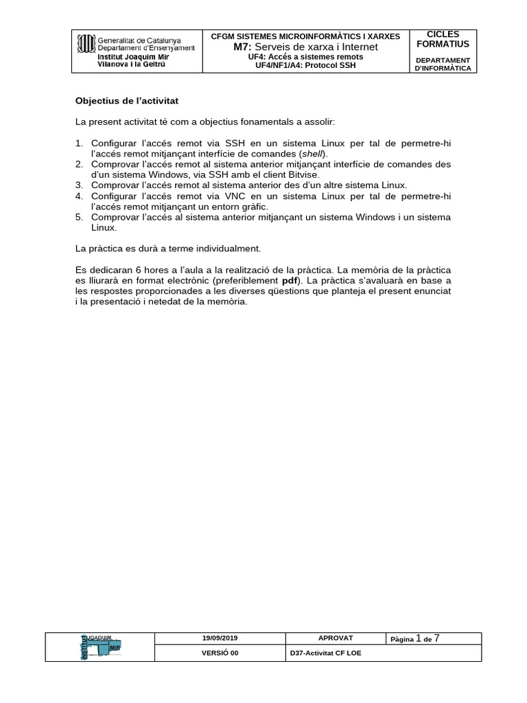 Inf SMX M7 Uf4 NF1 A4 SSH VNC | PDF