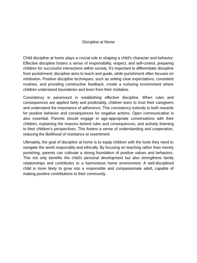 Home Discipline for Responsible Kids | PDF