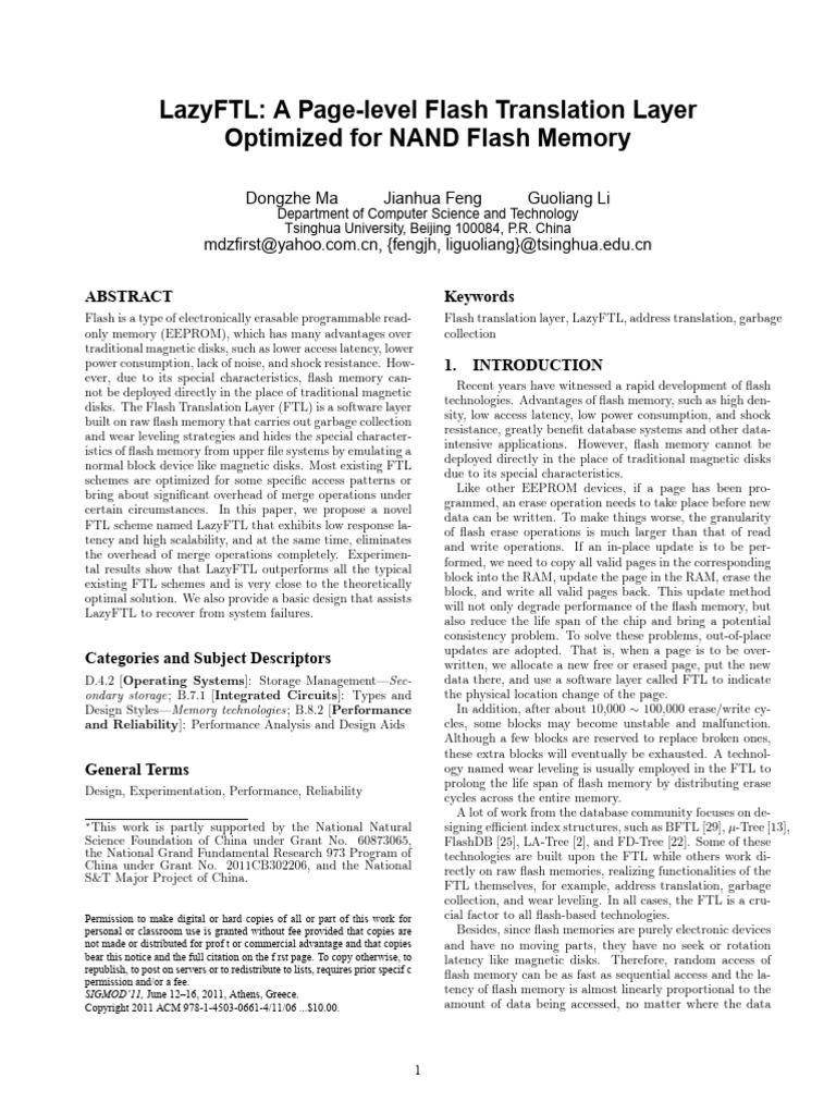 LazyFTL A Page-Level Flash Translation Layer | PDF | Flash Memory | Computer Data Storage