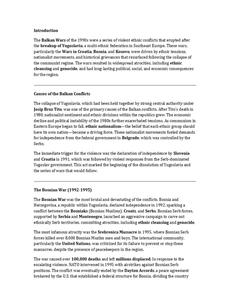 Balkans - War Notes | PDF | Yugoslav Wars | Socialist Federal Republic ...