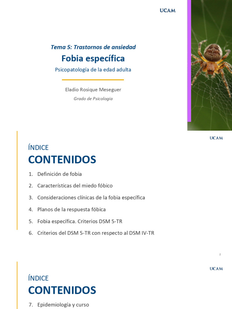 PEA. Tema 5. 1-Fobia Específica. 2024-2025 - Eladio Rosique | PDF ...