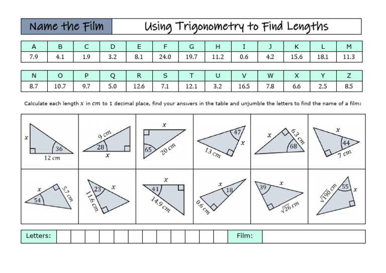 Trigonometry Puzzle: Find Film Name | PDF