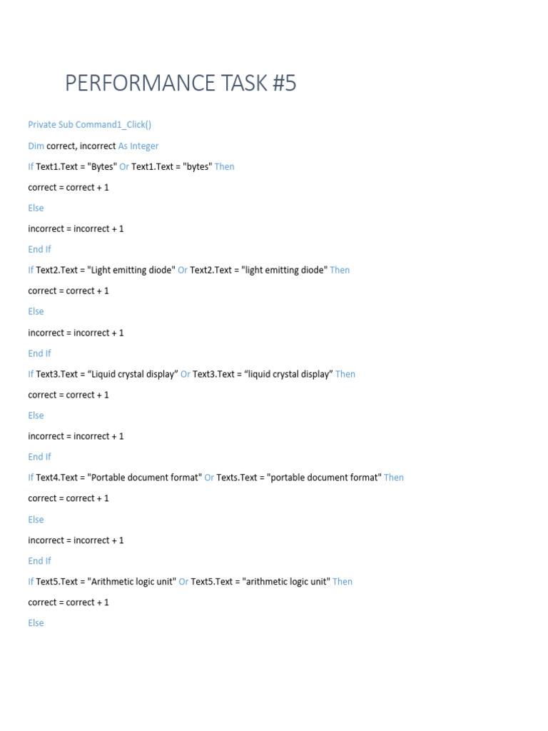 Code Performance Task Num 5 | PDF