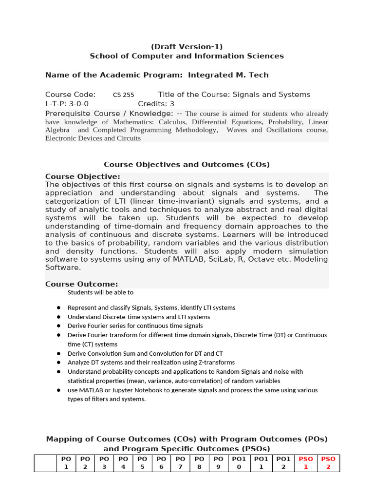 I.MTech CSS255 Signals-n-Systems Draft V1 | PDF | Fourier Transform ...