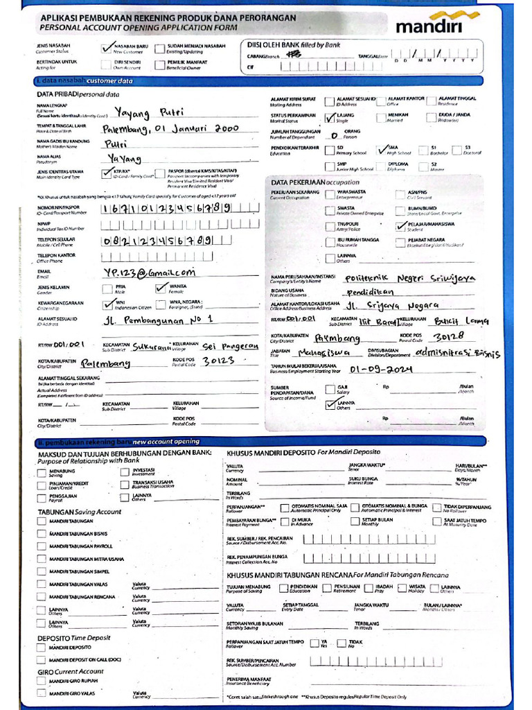 Contoh Pengisian Form KTM | PDF