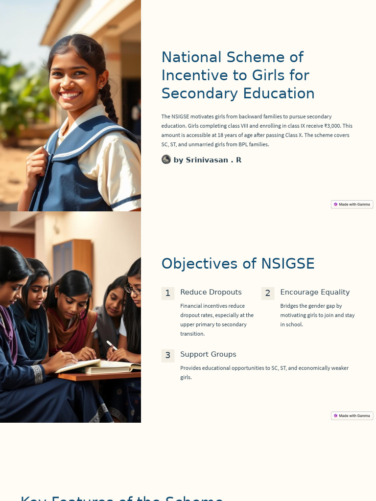 National Scheme of Incentive To Girls For Secondary Education | PDF ...