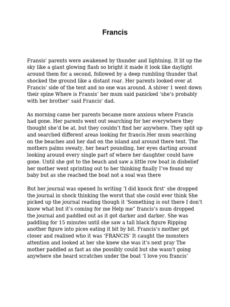 Search for Missing Francis | PDF