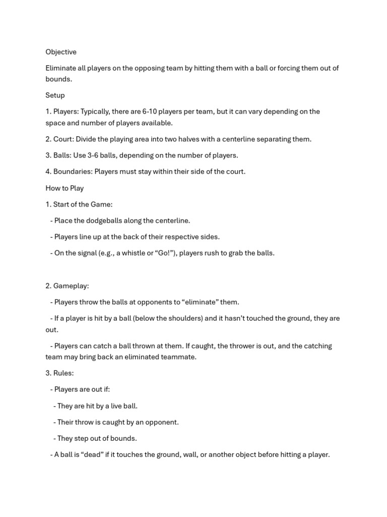 Dodgeball Game Rules and Tips | PDF