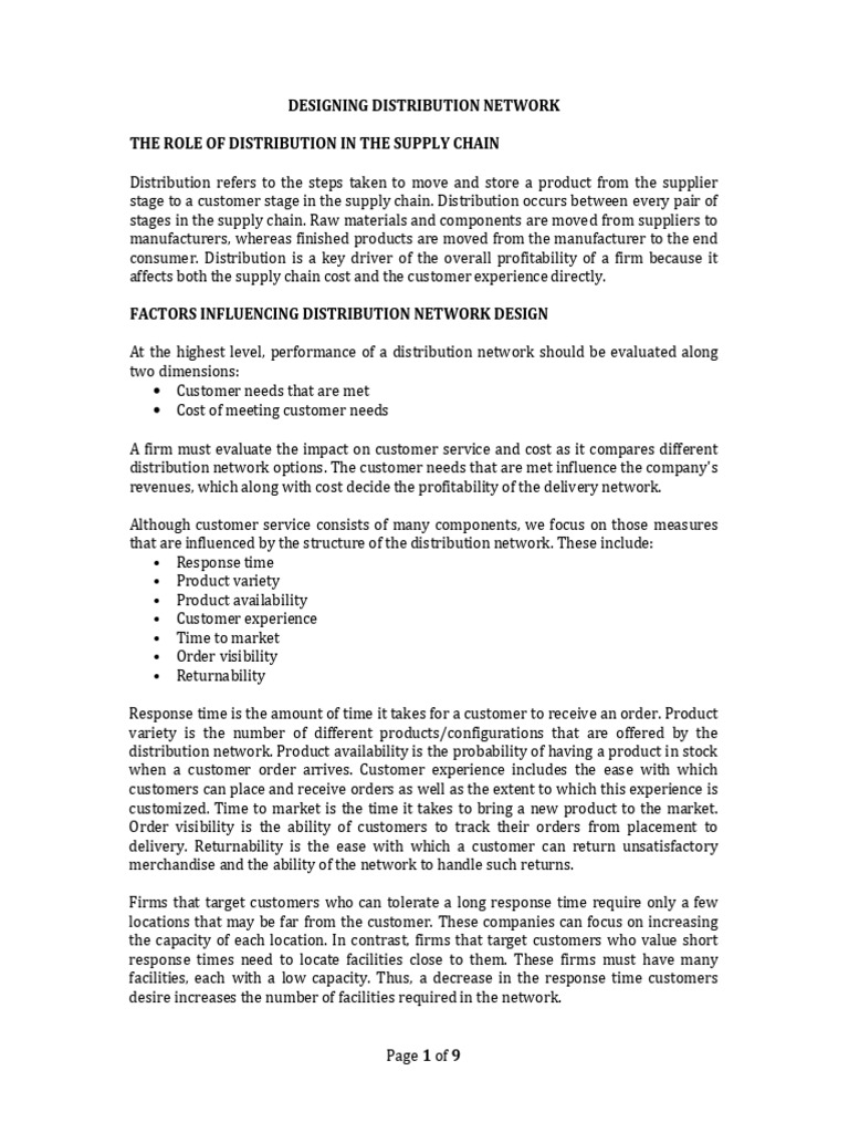 Designing Distribution Network | PDF | Warehouse | Inventory
