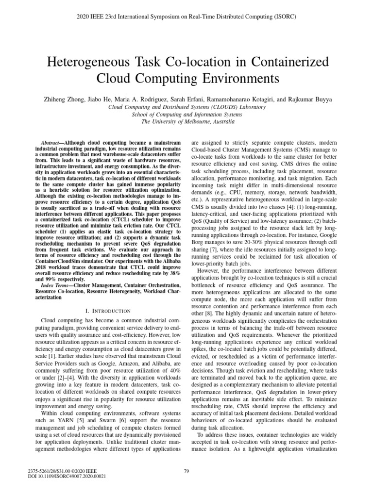 Heterogeneous Task Co-Location in Containerized Cloud Computing ...