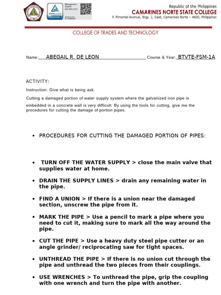 Worksheet - Abegail R. de Leon | PDF