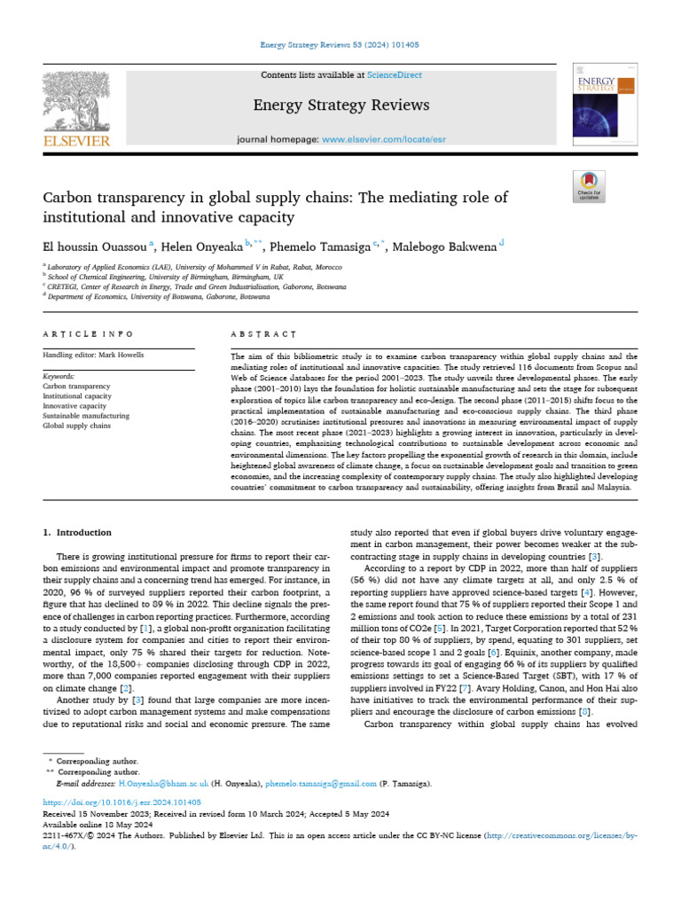 Carbon Transparency in Supply Chains | PDF | Supply Chain | Sustainability