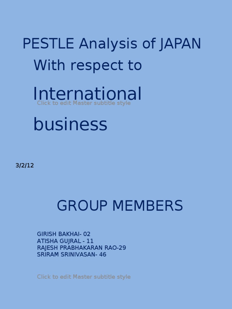 Pestle Analysis of Japan | PDF