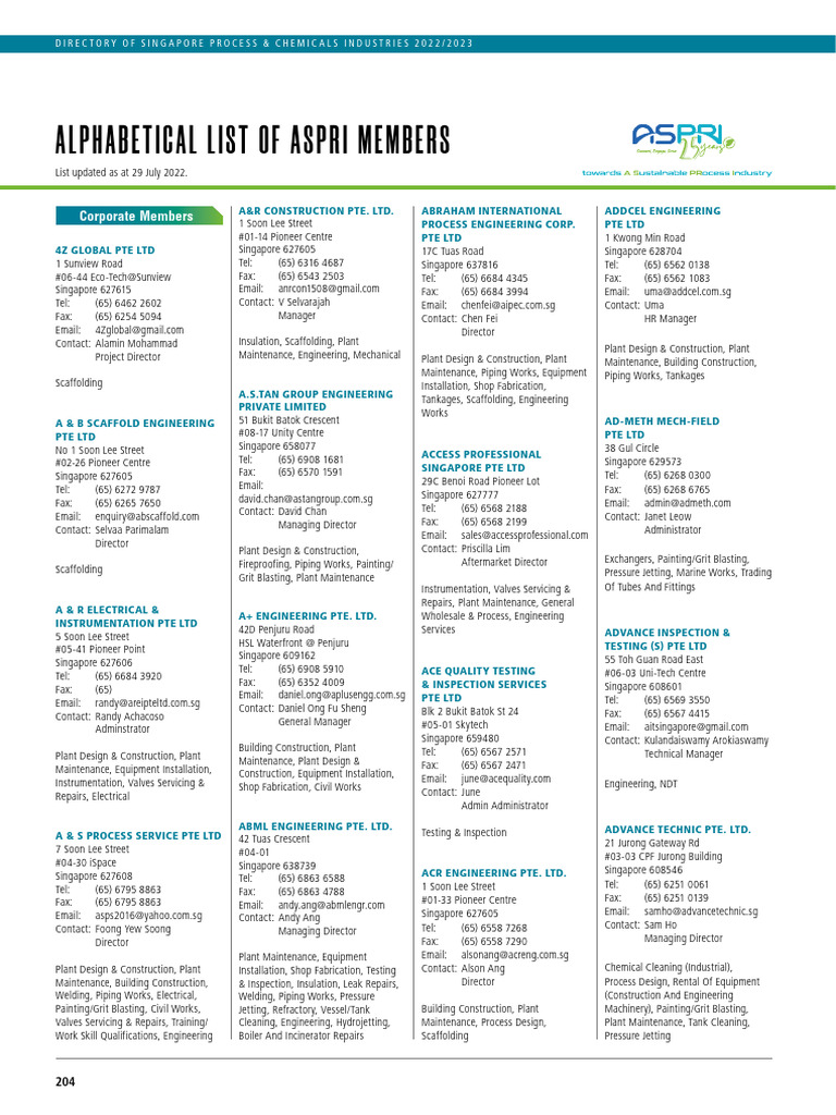 Singapore Process & Chemical Directory 2022 | PDF | Mechanical Engineering
