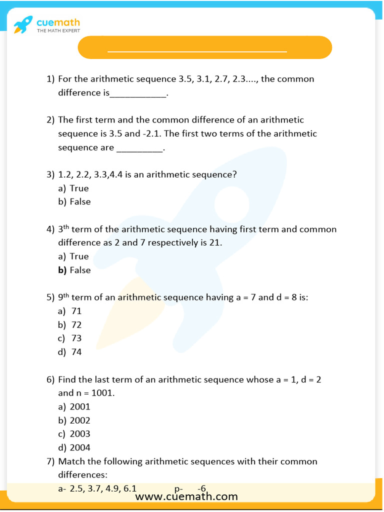 File Arithmetic Sequences Worksheet 4 | PDF