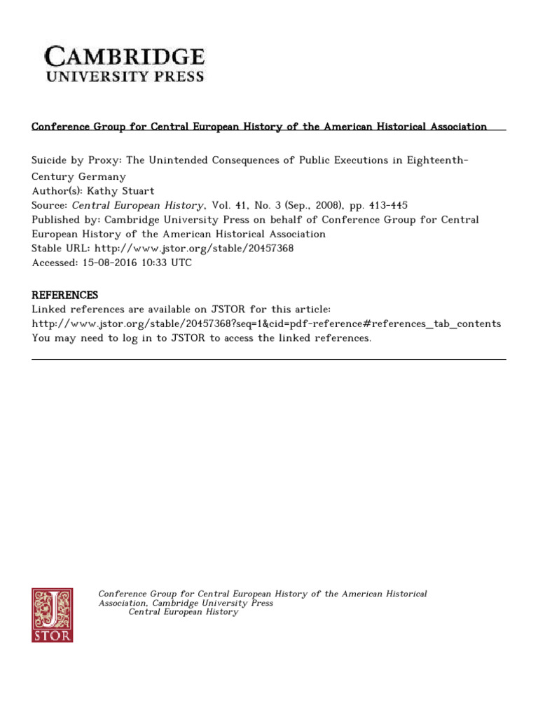 Suicide by Proxy - The Unintended Consequences of Public Executions in Eighteenth-Century ...