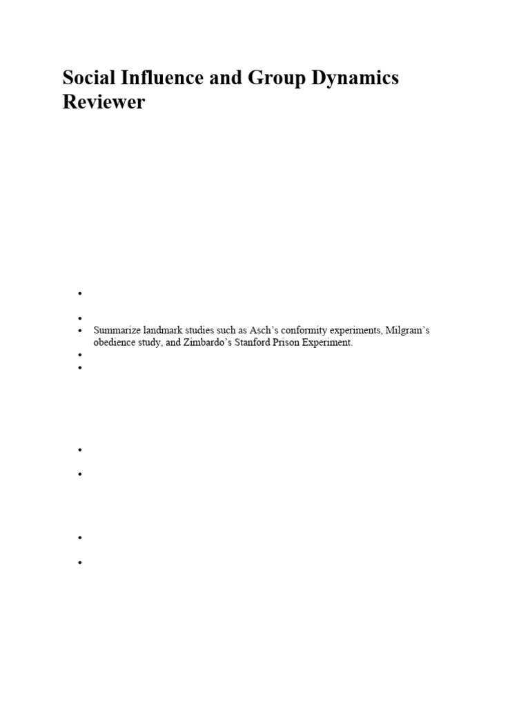 Social Influence and Group Dynamics Reviewer | PDF | Conformity ...