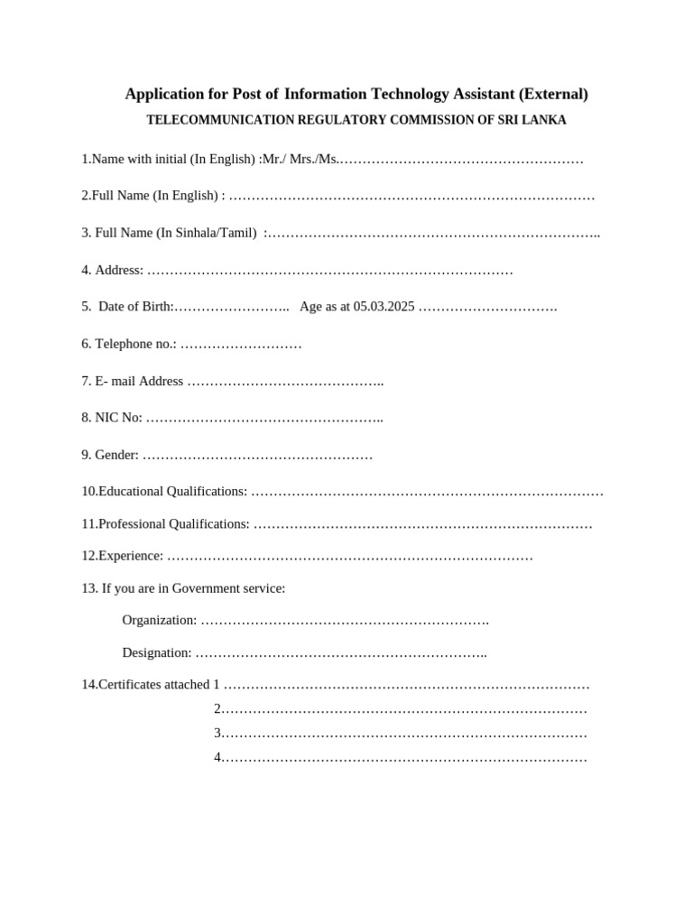 Application for Post of ITA-external | PDF