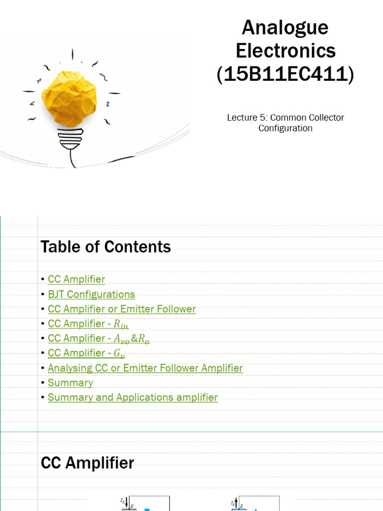 Common Collector Configuration | PDF | Amplifier | Bipolar Junction ...
