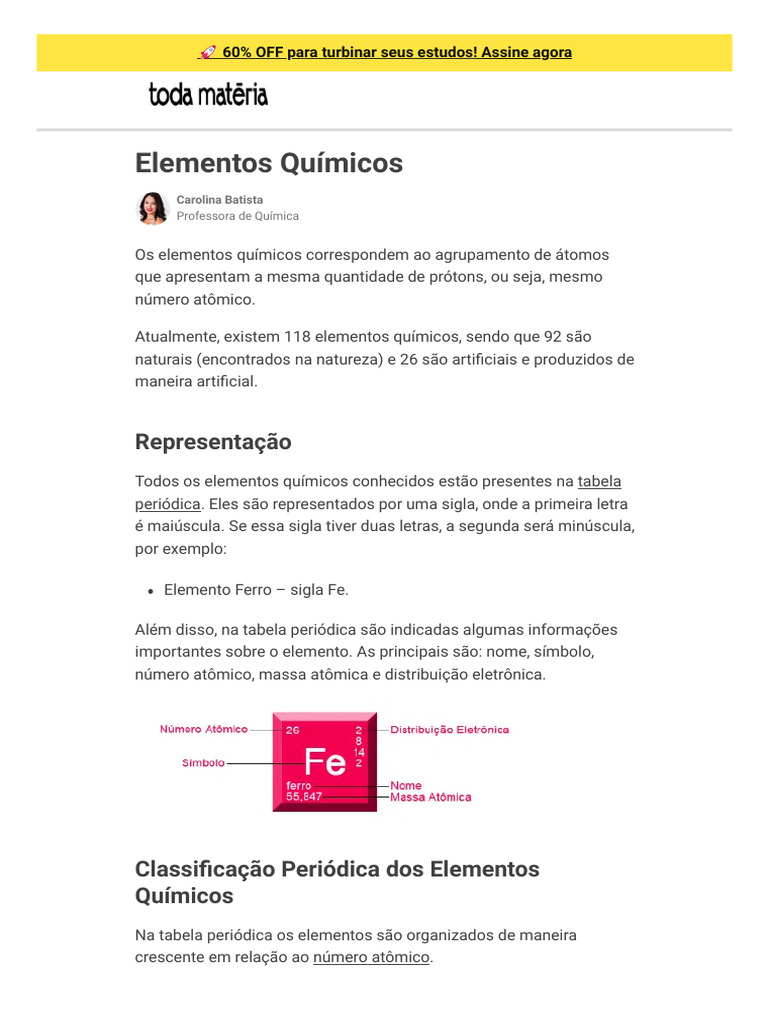 Elementos Químicos - o Que São, Classificação e Propriedades - Toda ...