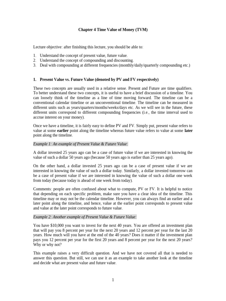 Chapter 4 Time Value of Money | PDF | Interest | Discounting
